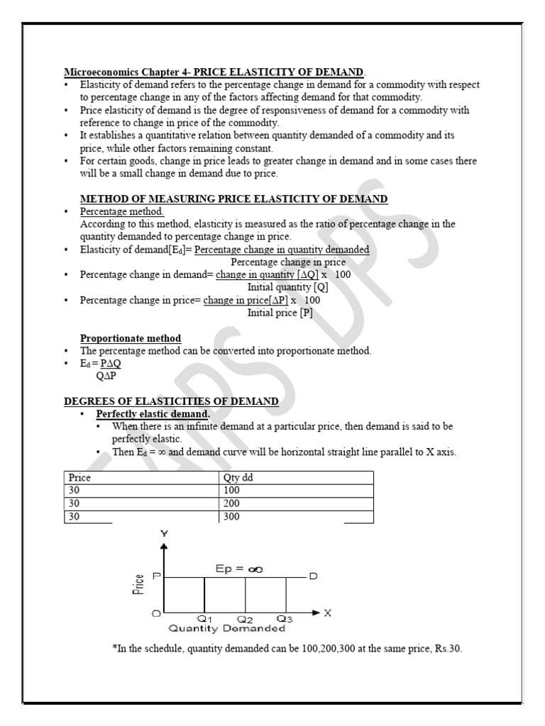 Notes- Ch4 Price Elasticity of Demand | PDF | Demand | Elasticity ...