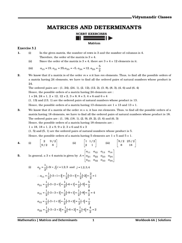 Matrices & Determinants | PDF | Mathematical Objects | Matrix Theory