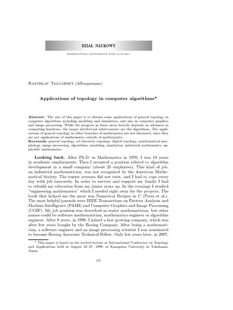 Applications of Topology in Compute | PDF | Fractal | Geometry