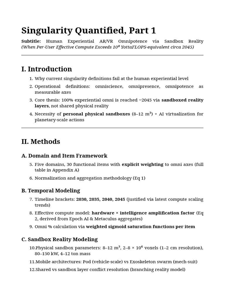 Singularity Quantified, Part 1: Human Experiential AR/VR Omnipotence Via Sandbox Reality (2030 ...