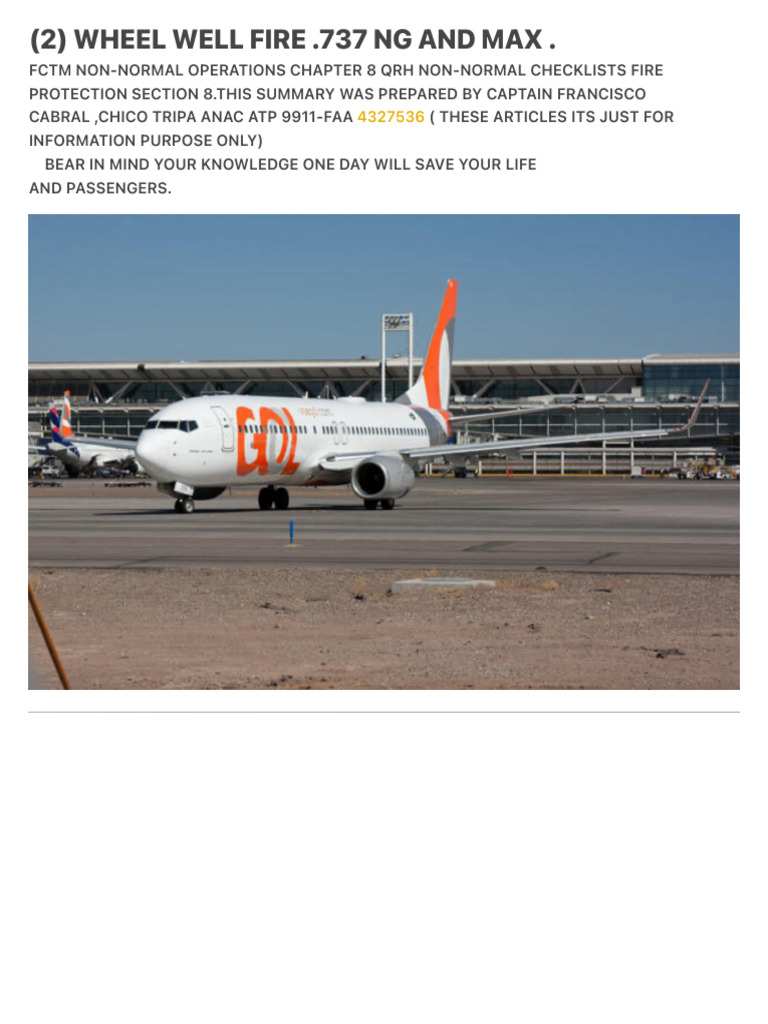 Wheel Well Fire Procedures for B737-800 | PDF | Landing Gear | Takeoff