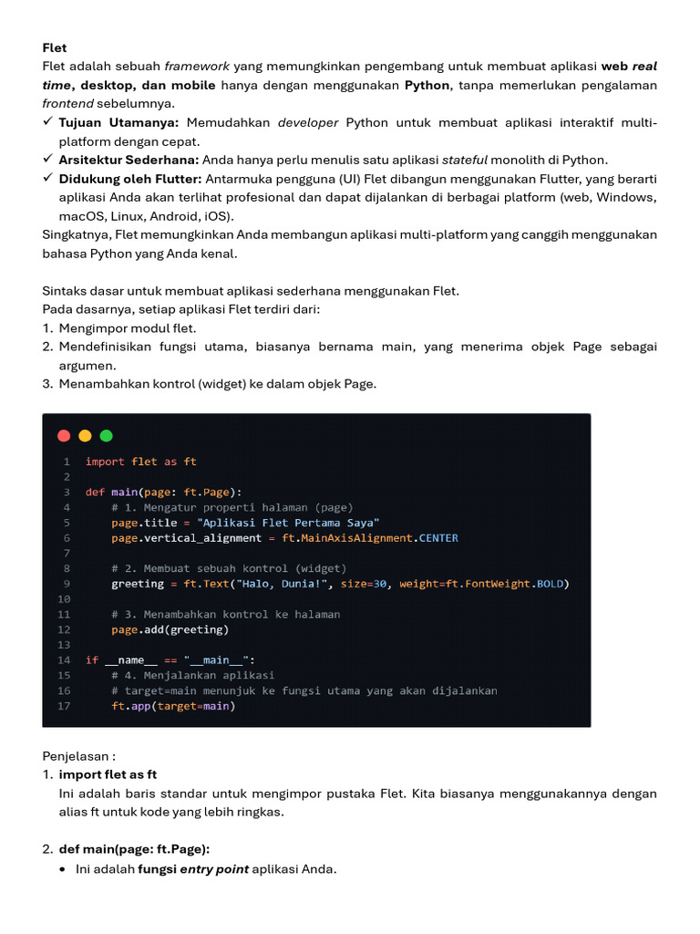 Flet: Framework Python untuk Aplikasi Multi-Platform | PDF