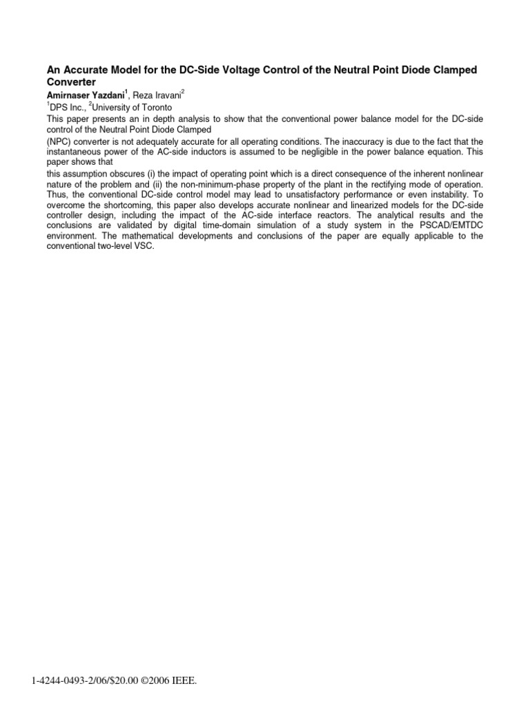 An Accurate Model For The DC-Side Voltage Control of The Neutral Point ...
