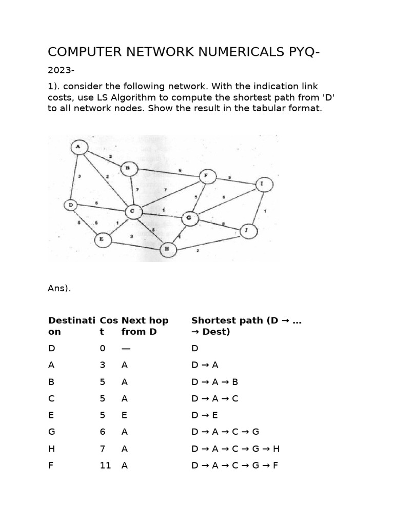 Computer Network Numericals Pyq | PDF | Ethernet | Networking Standards