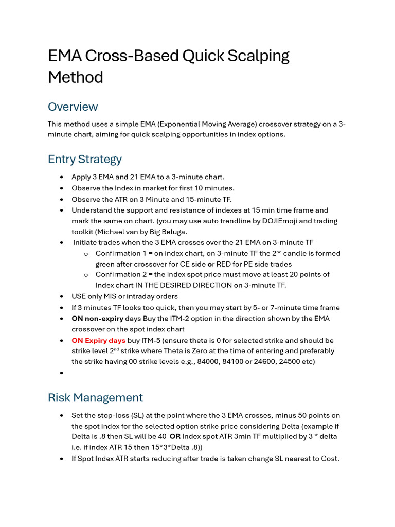 EMA Cross Based Quick Scalping | PDF | Greeks (Finance) | Option (Finance)