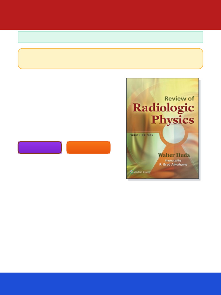 Review of Radiologic Physics 4th Edition Walter Huda Md ebook basic pdf ...