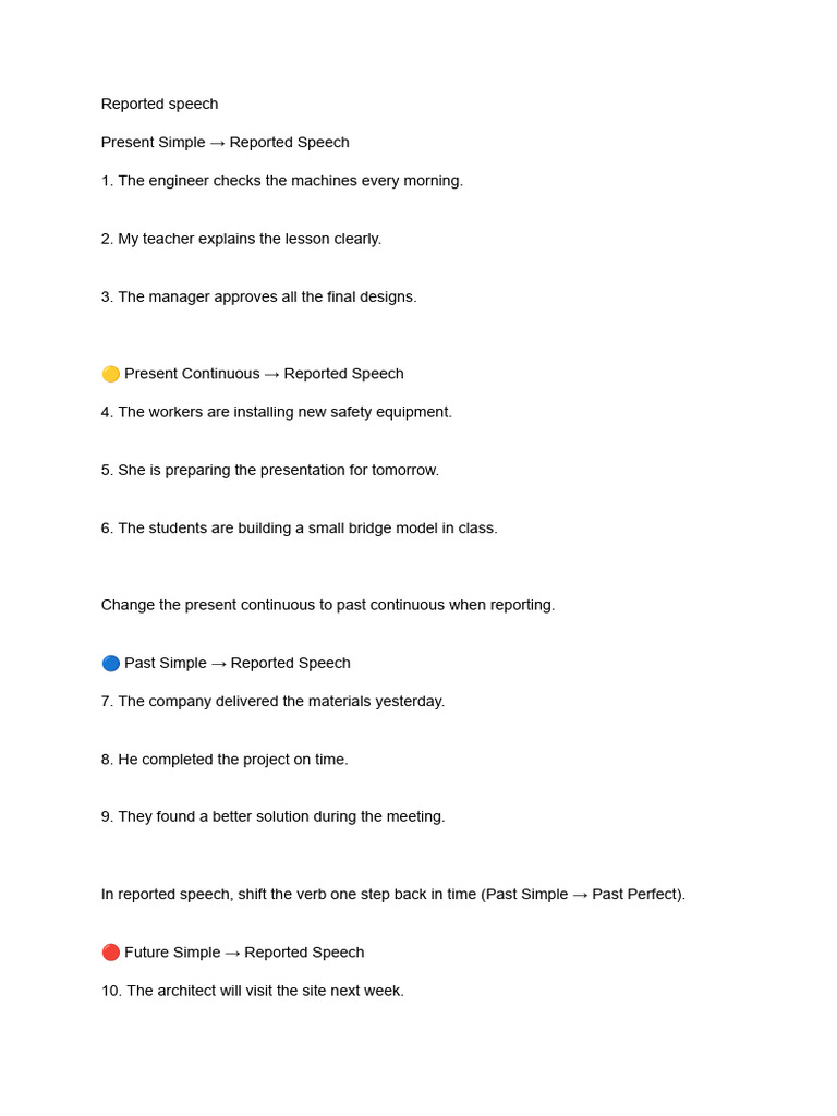Reported Speech Practice | PDF