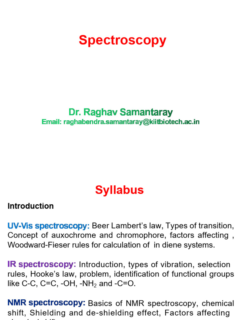 CH1007 Chemistry_Spectroscopy 2024 | PDF | Spectroscopy ...