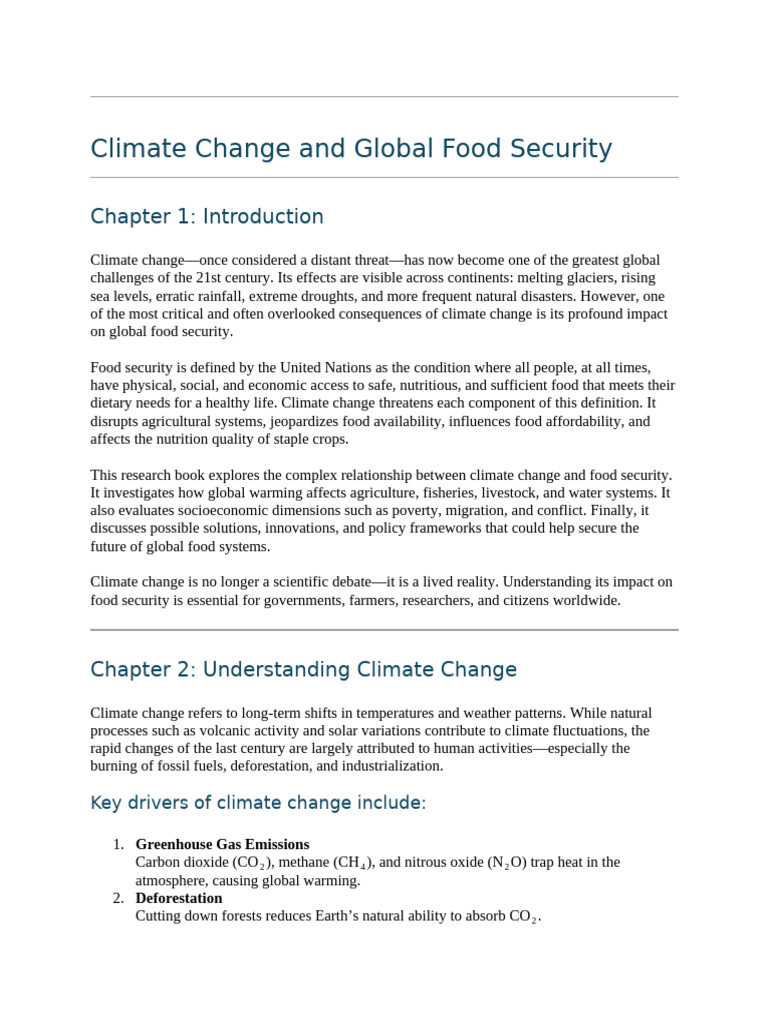 Climate Change and Global Food Security | PDF | Climate Change ...