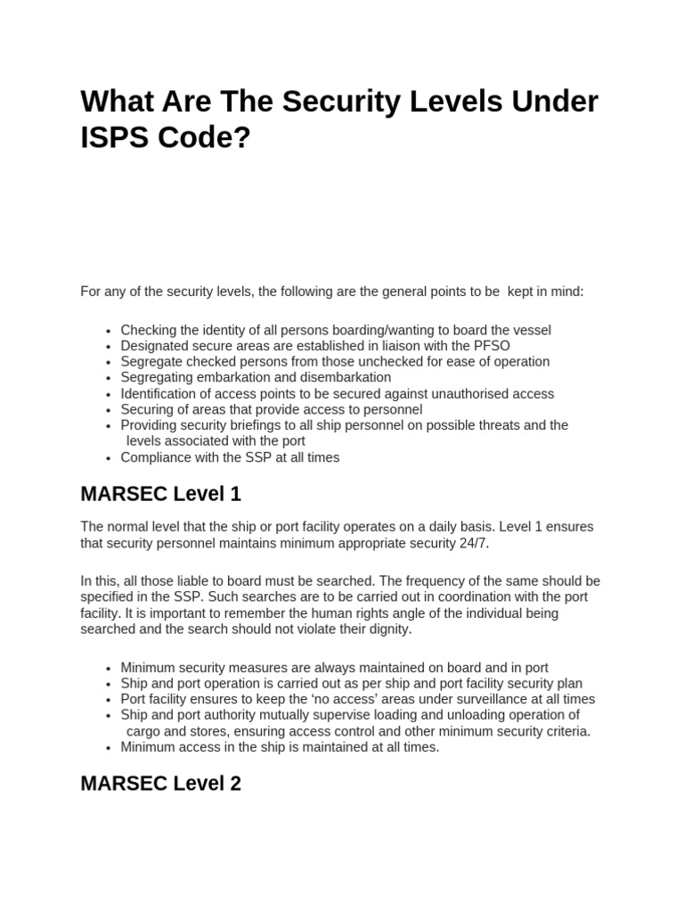 What Are The Security Levels Under ISPS Code | PDF | National Security ...