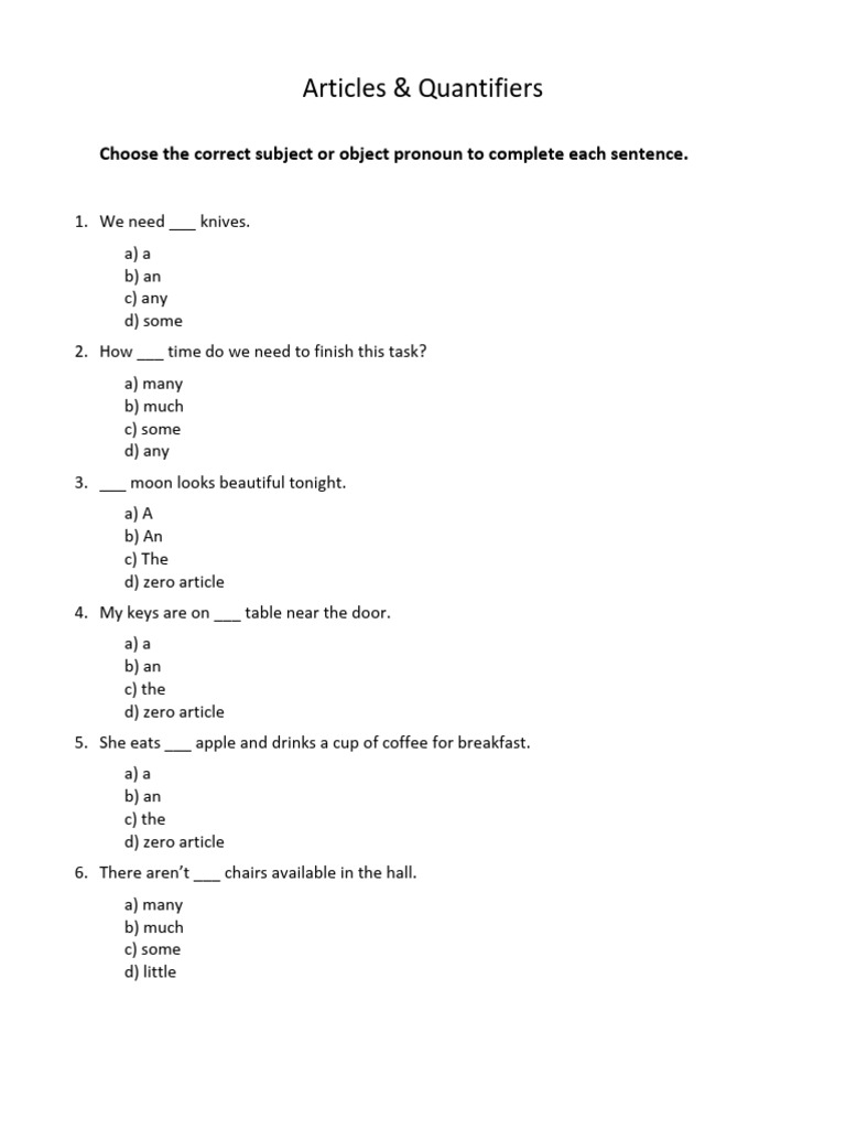 Articles Quantifiers For Beginners | PDF