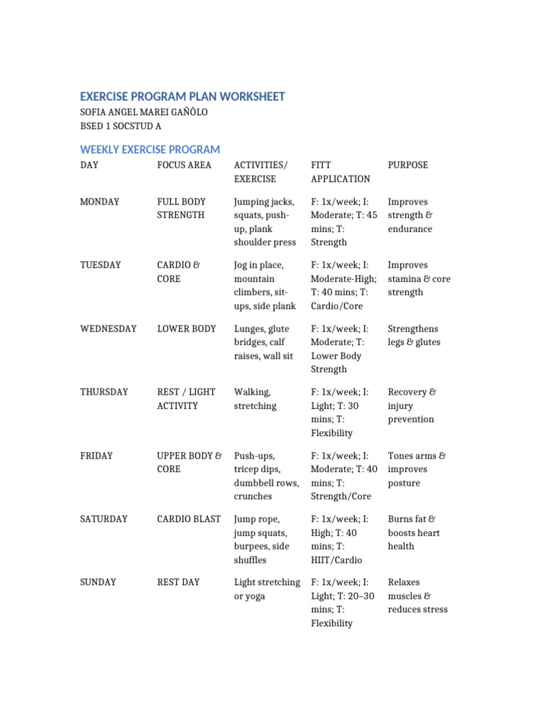 Gañolo Pathfit One Month Exercise Program | PDF