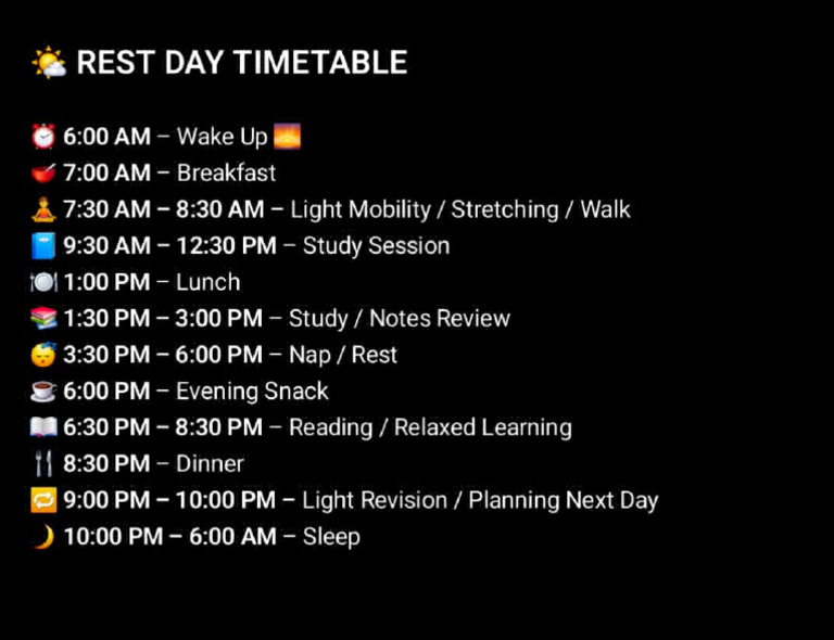Optimized Rest Day Timetable | PDF