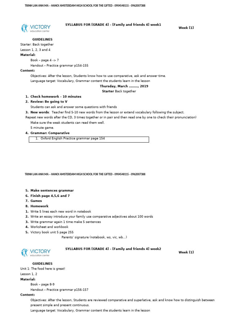 Lesson Plan Grade 4-Family 4 | PDF | English Language | Vocabulary