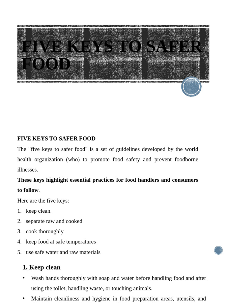 Five Keys to Food Safety Guidelines | PDF