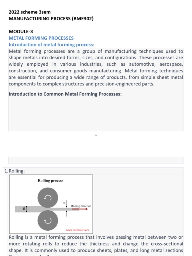 Module 3 Manufacturing Process (Bme302) 2 | PDF | Deformation ...