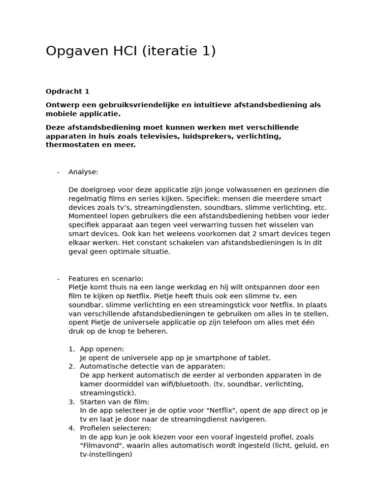 Opdrachten HCI (Iteratie 1) | PDF