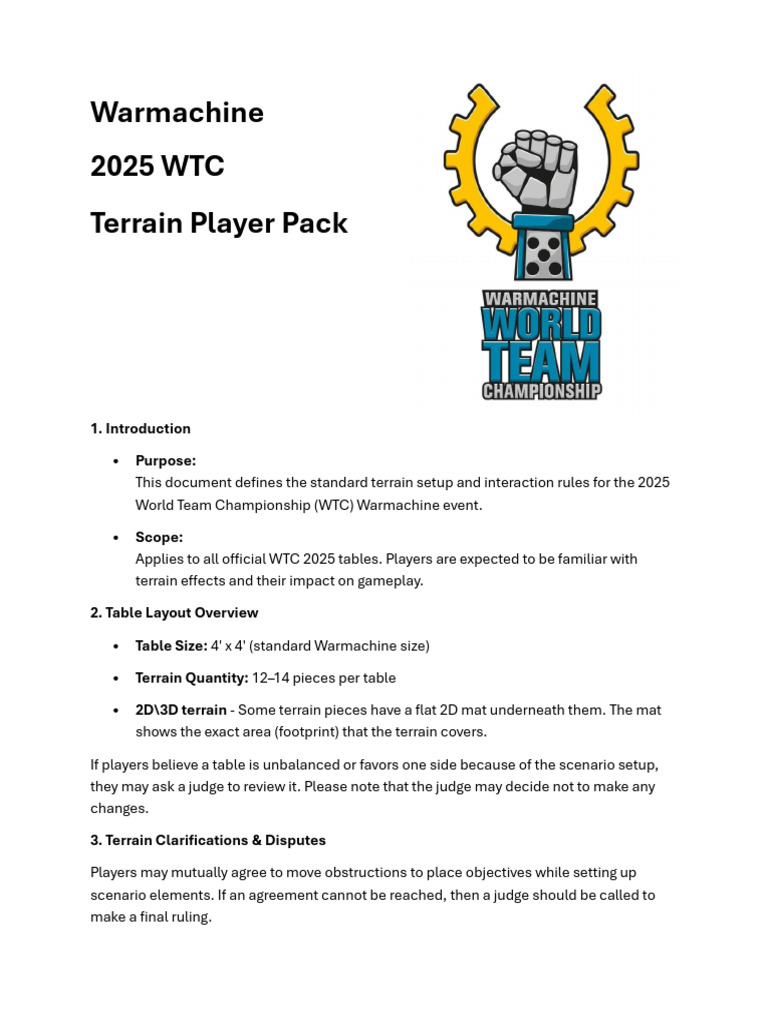 2025 WTC Warmachine Terrain Guide | PDF
