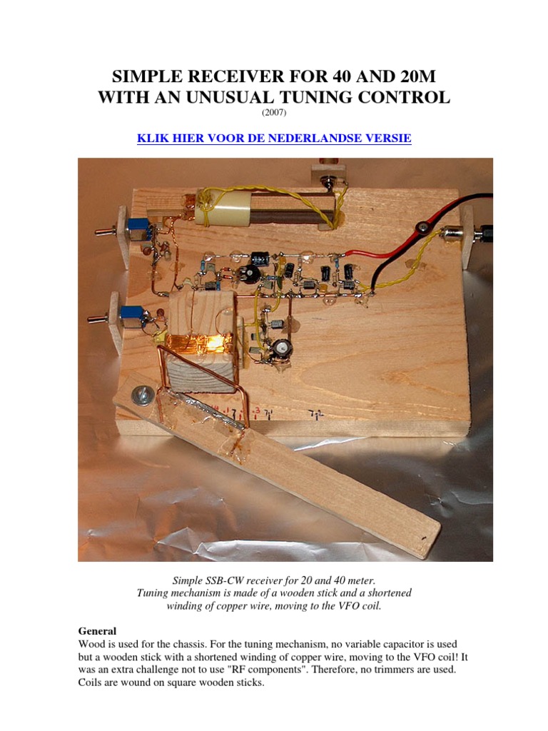 Simple Receiver For 40 and 20m With An Unusual Tuning Control | PDF ...