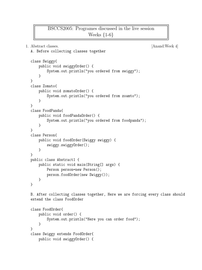 Codes in Live Session (Week 1 - 6) | PDF | Anonymous Function | Class ...