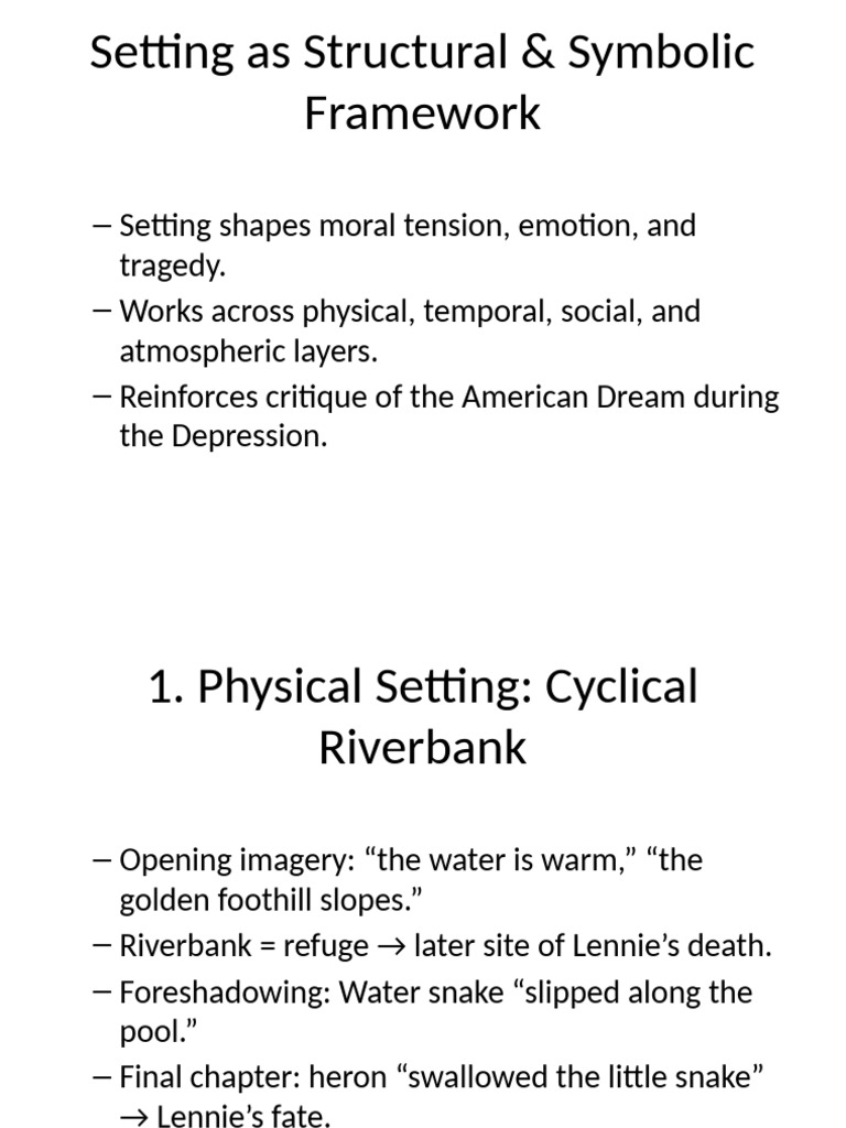 Of Mice and Men Setting Analysis FULL EVIDENCE (1) | PDF