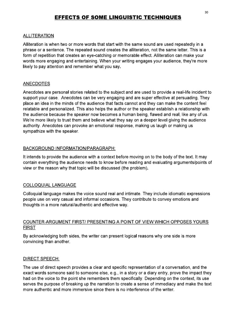 Linguistic Devices and Effects | PDF