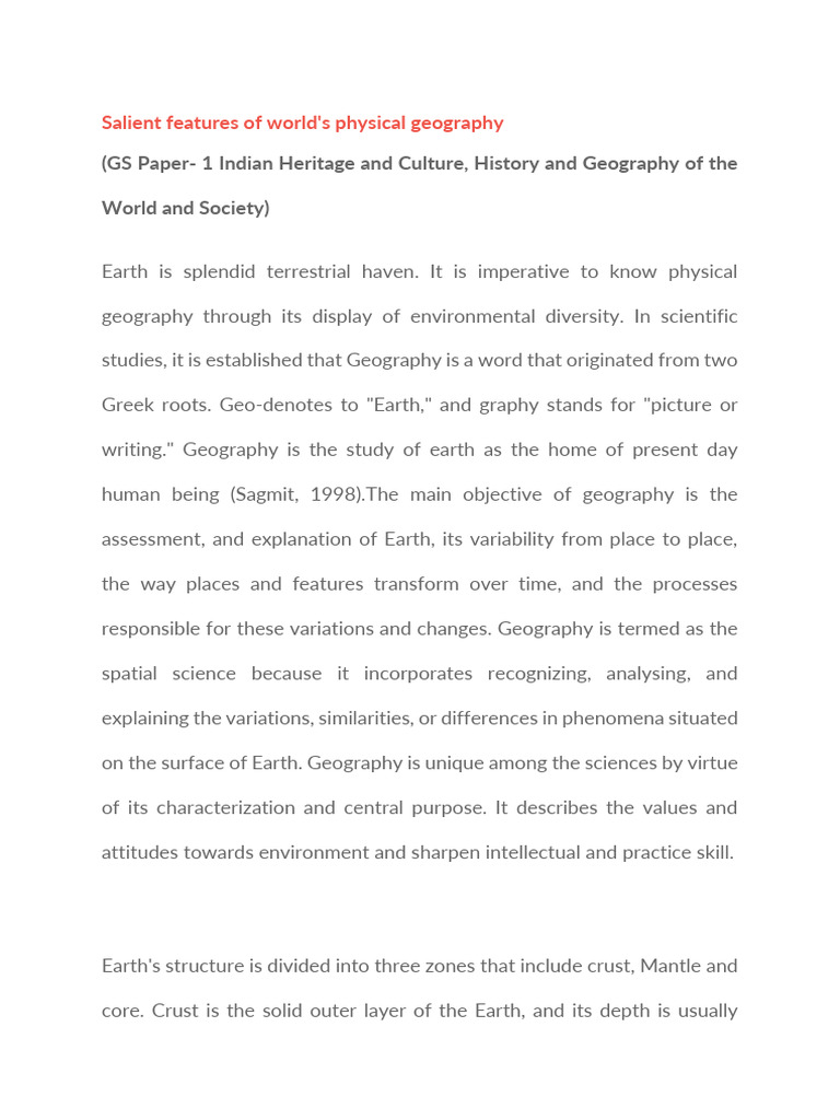 Key Aspects of Earth's Physical Geography | PDF | Earth Sciences | Earth