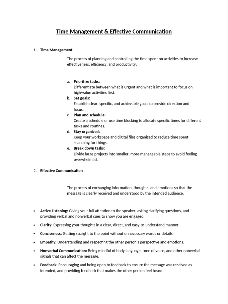 Time Management and Communication Skills | PDF