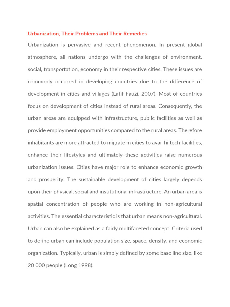 Urbanization Challenges and Solutions | PDF