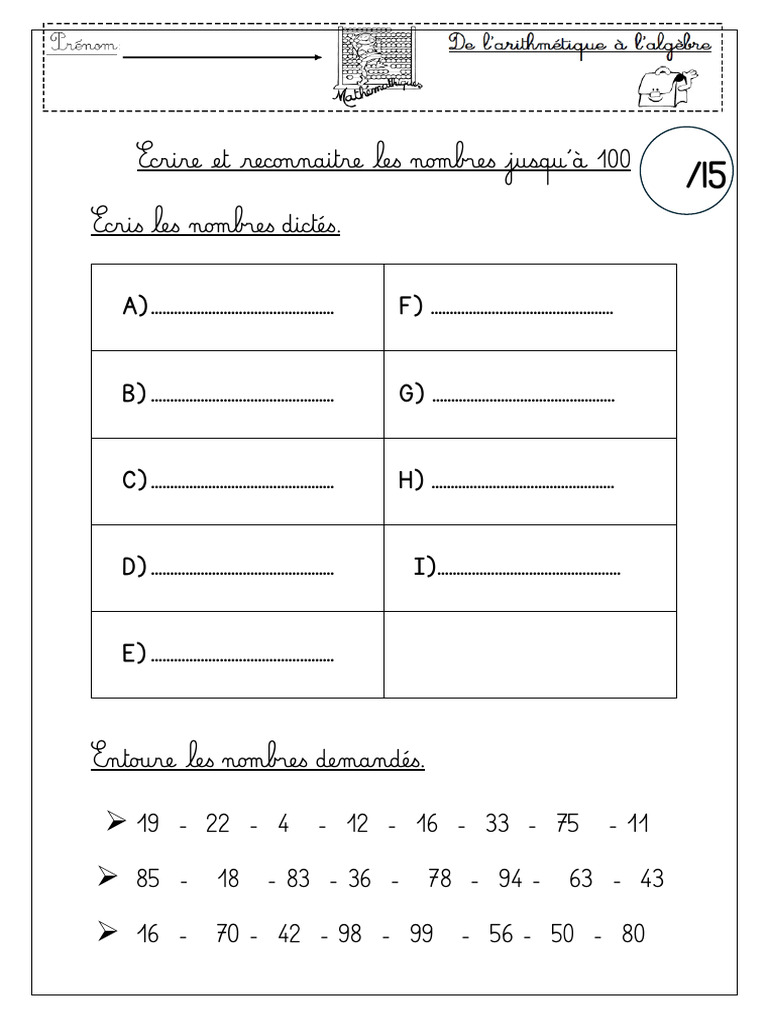 Ecrire Et Reconnaitre Les Nombres Jusqu | PDF