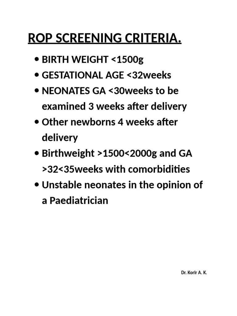 Rop Screening Criteria | PDF