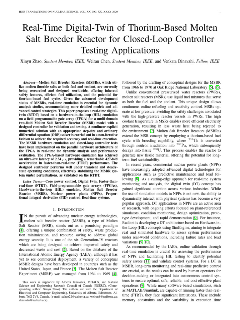 Real-Time Digital-Twin of Thorium-Based Molten Salt Breeder Reactor For ...