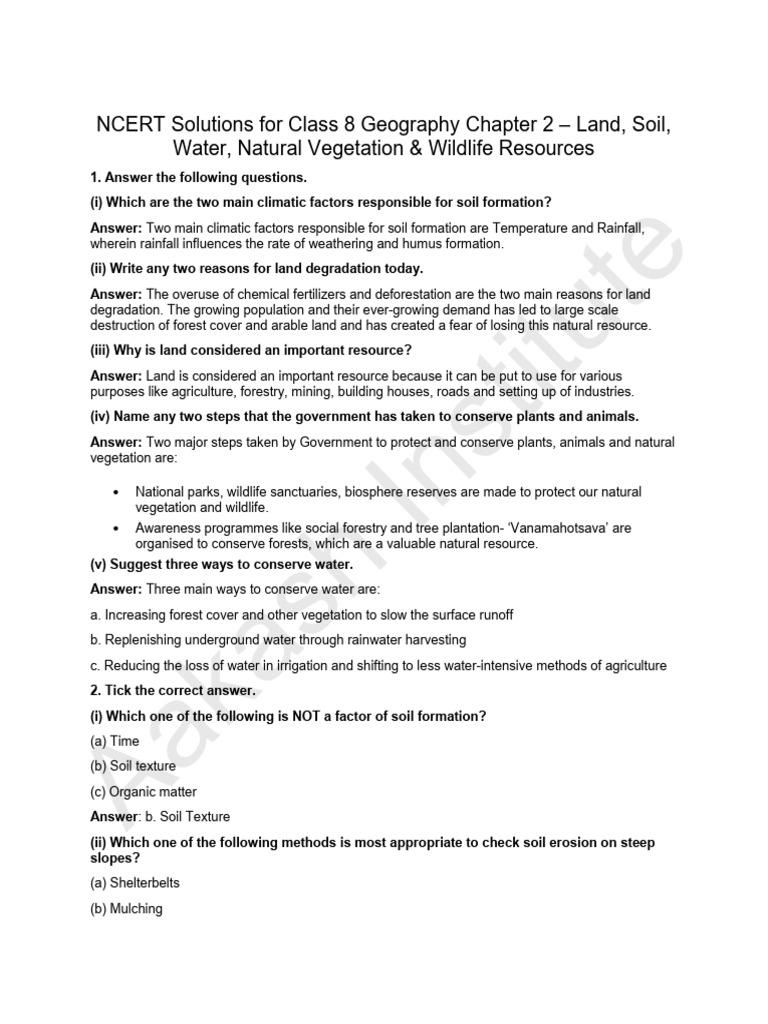 NCERT Solutions for Class 8 Geography Chapter 2 | PDF | Soil | Environmental Degradation