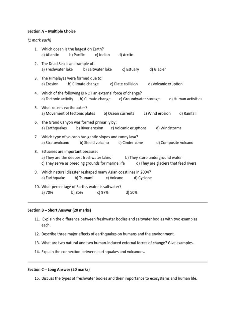 Earth Science Quiz and Worksheets | PDF | Atmosphere | Geography