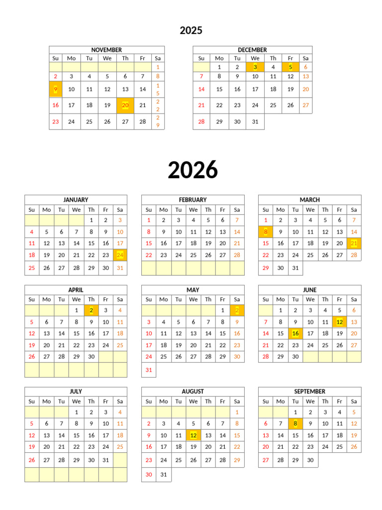 Editable Calendar Template 2026 | PDF | Disability