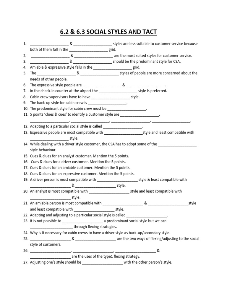 New 6.2 & 6.3 Social Styles | PDF | Behavior | Communication