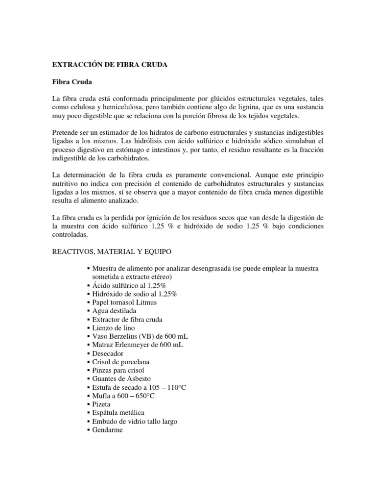 Extracción de Fibra Cruda | PDF | Fibra dietética | Dieta y nutrición