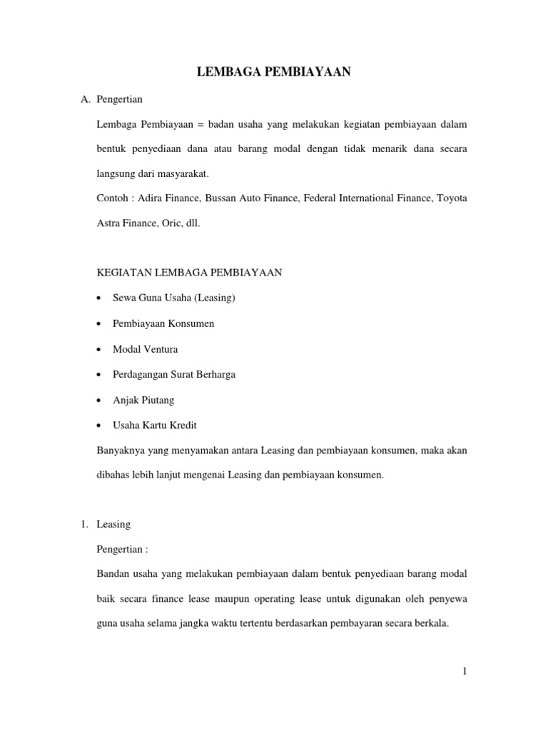 Lembaga Pembiayaan | PDF