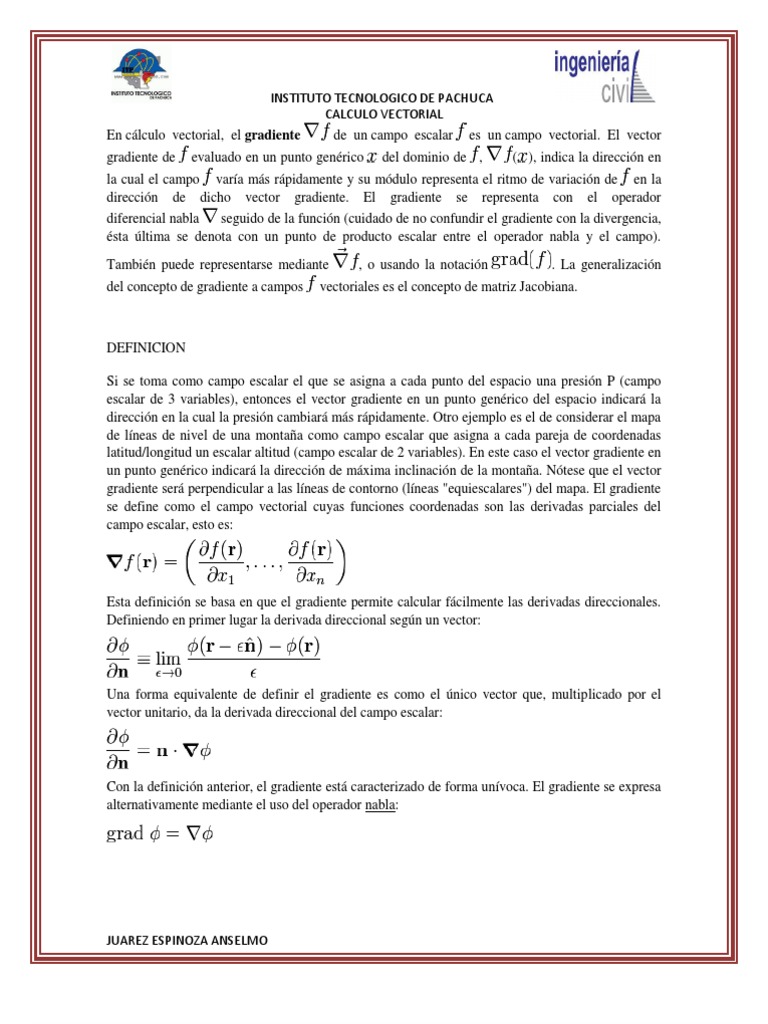 Definición y Propiedades del Gradiente | PDF | Degradado | Enseñanza de ...