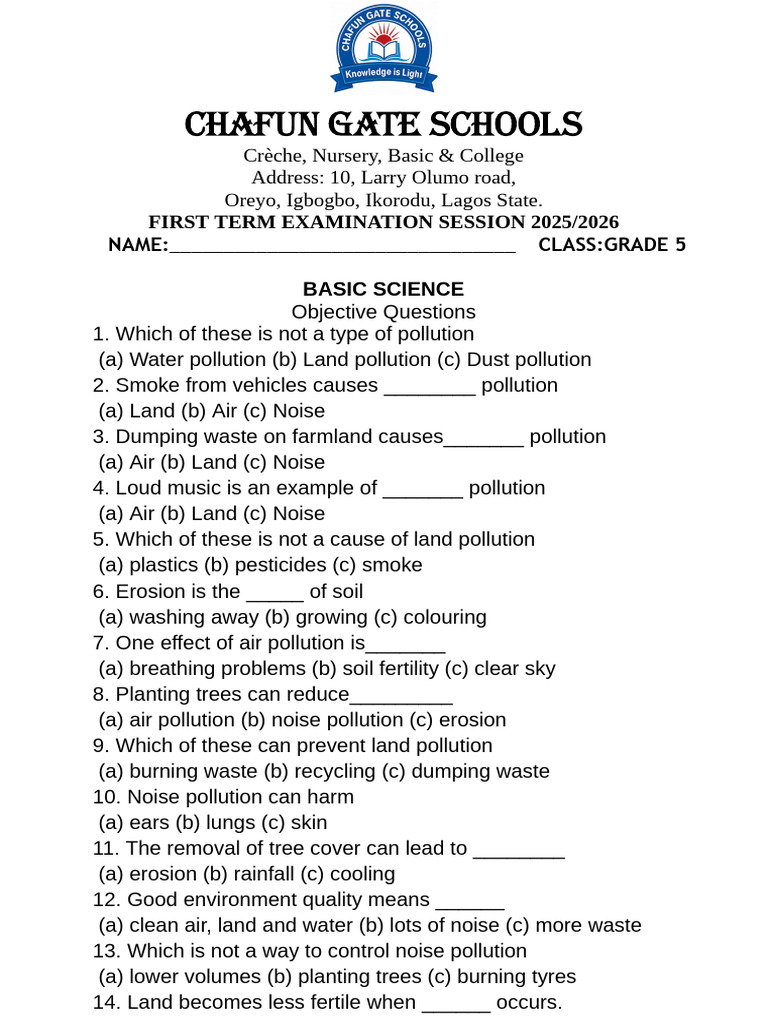 grade 5 basic science | PDF
