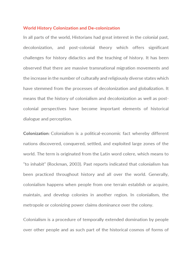 Colonization and Decolonization Insights | PDF | Decolonization ...