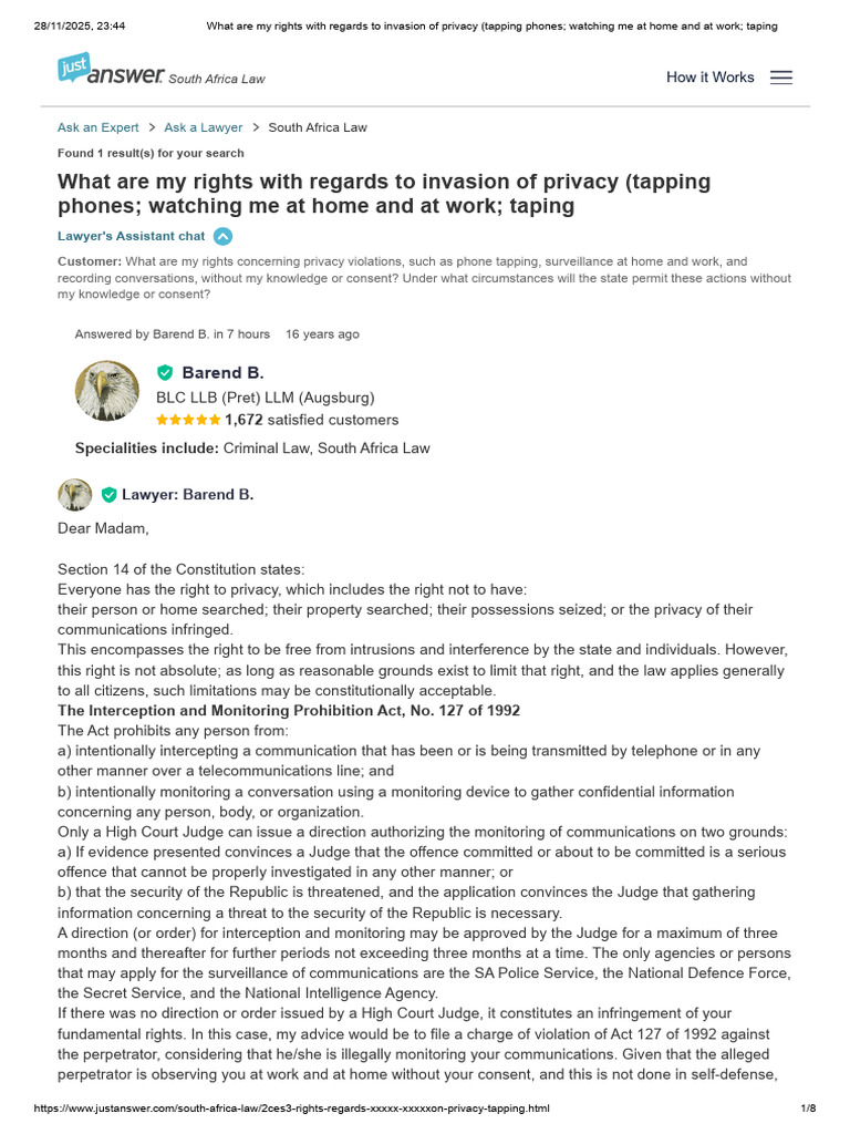 What Are My Rights With Regards To Invasion of Privacy (Tapping Phones ...