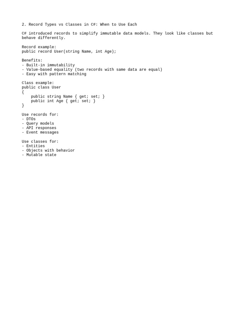 Csharp Article 2 Records vs Classes | PDF