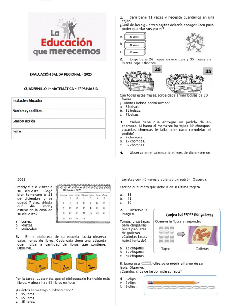 CUADERNILLO MATEMÁTICA 2025 | PDF