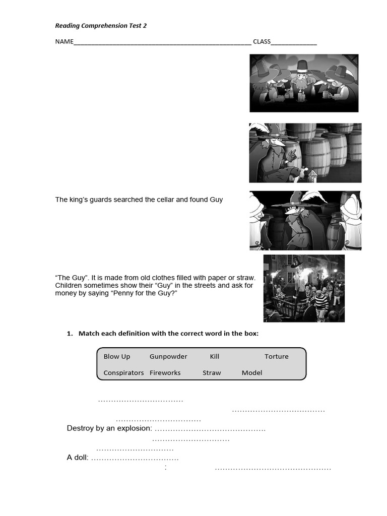 Reading Comprehension Test Bonfire II | PDF | Guy Fawkes