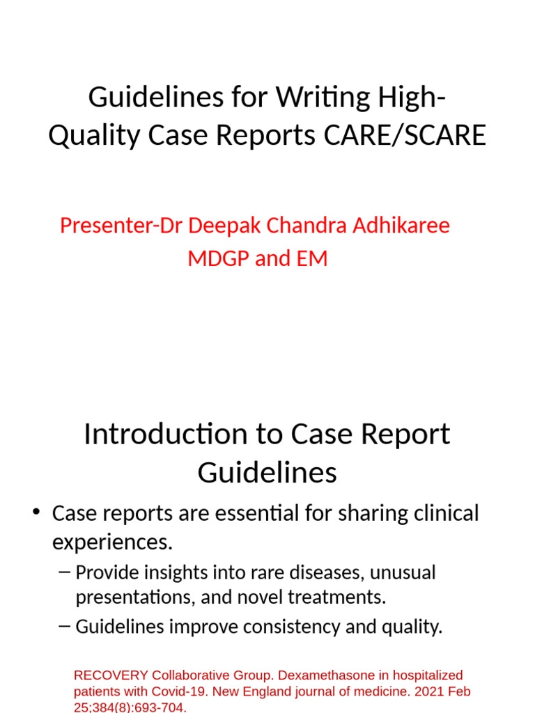 Case Report Writing Guidelines: CARE/SCARE | PDF | Case Report ...