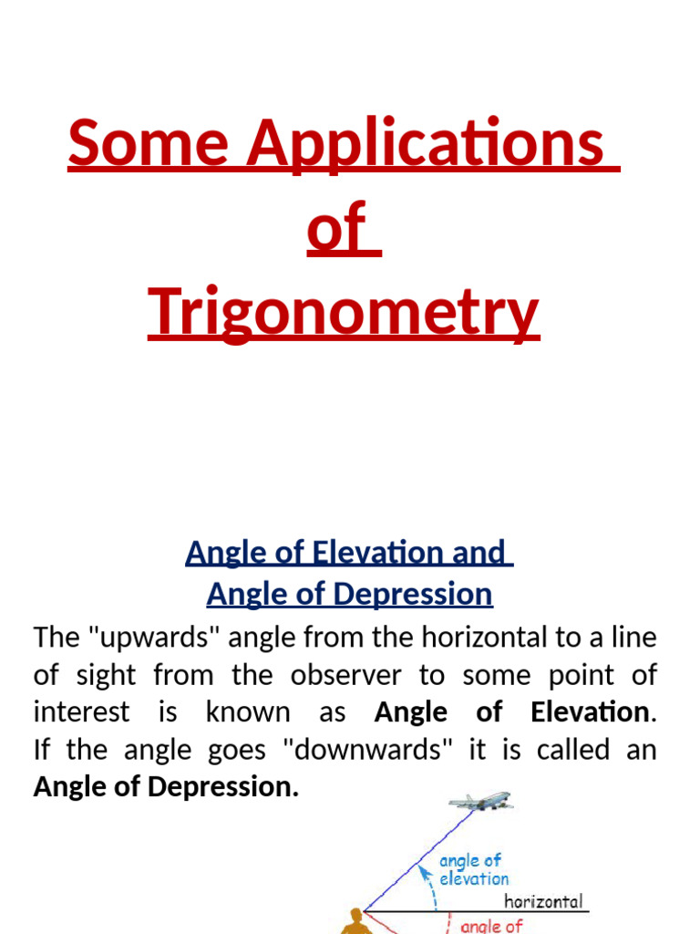 Trigonometry: Elevation & Depression Angles | PDF