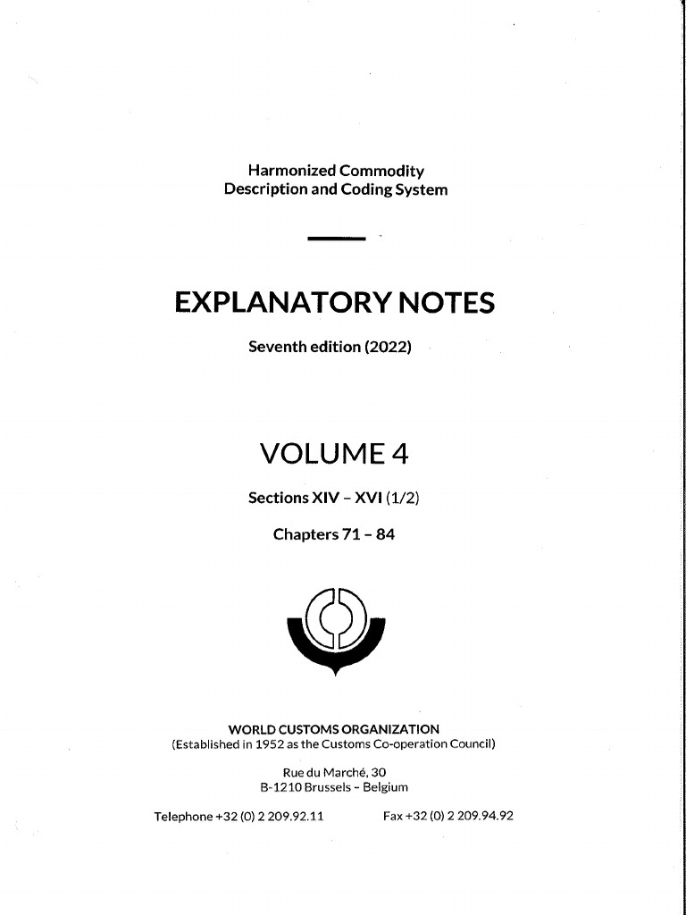 Explantory Notes 2022 Vol 4 CTH 71-84 | PDF