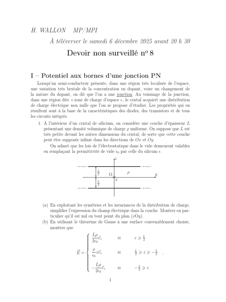 Étude du potentiel dans une jonction PN | PDF | Jonction P-N ...