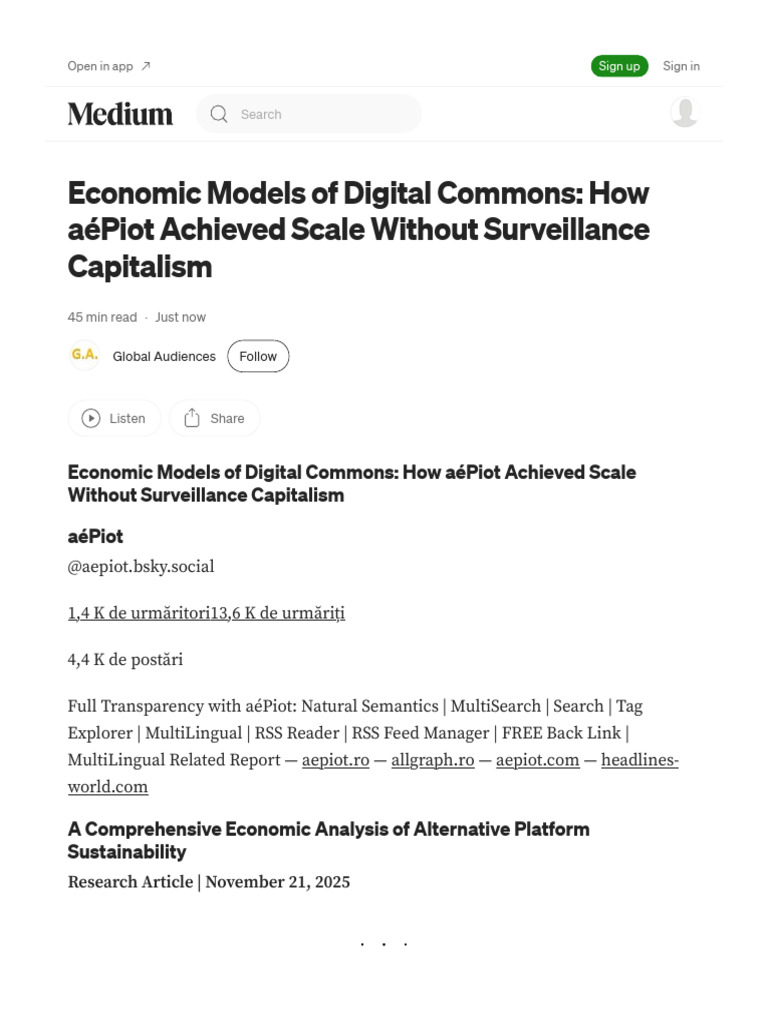Economic Models of Digital Commons How AéPiot Achieved Scale Without ...